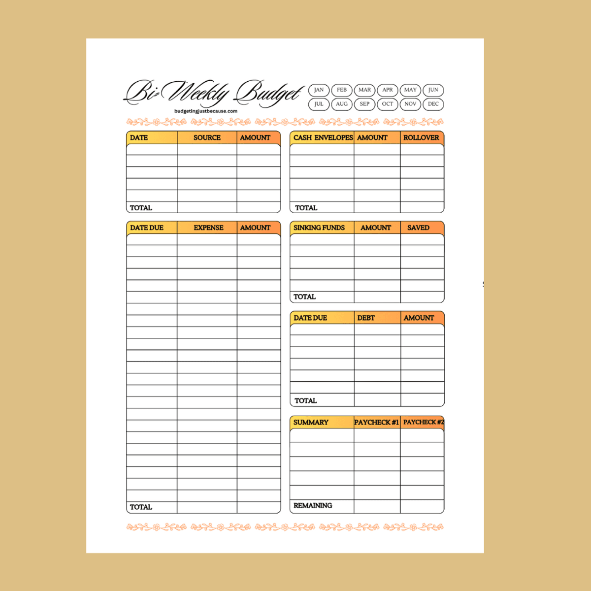 Bi-Weekly Budget Worksheet - Buymeacoffee