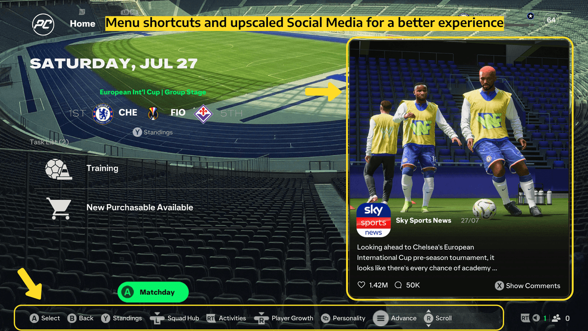FC25 Player Career Easy Menu v1 #TU6.1 - Buymeacoffee