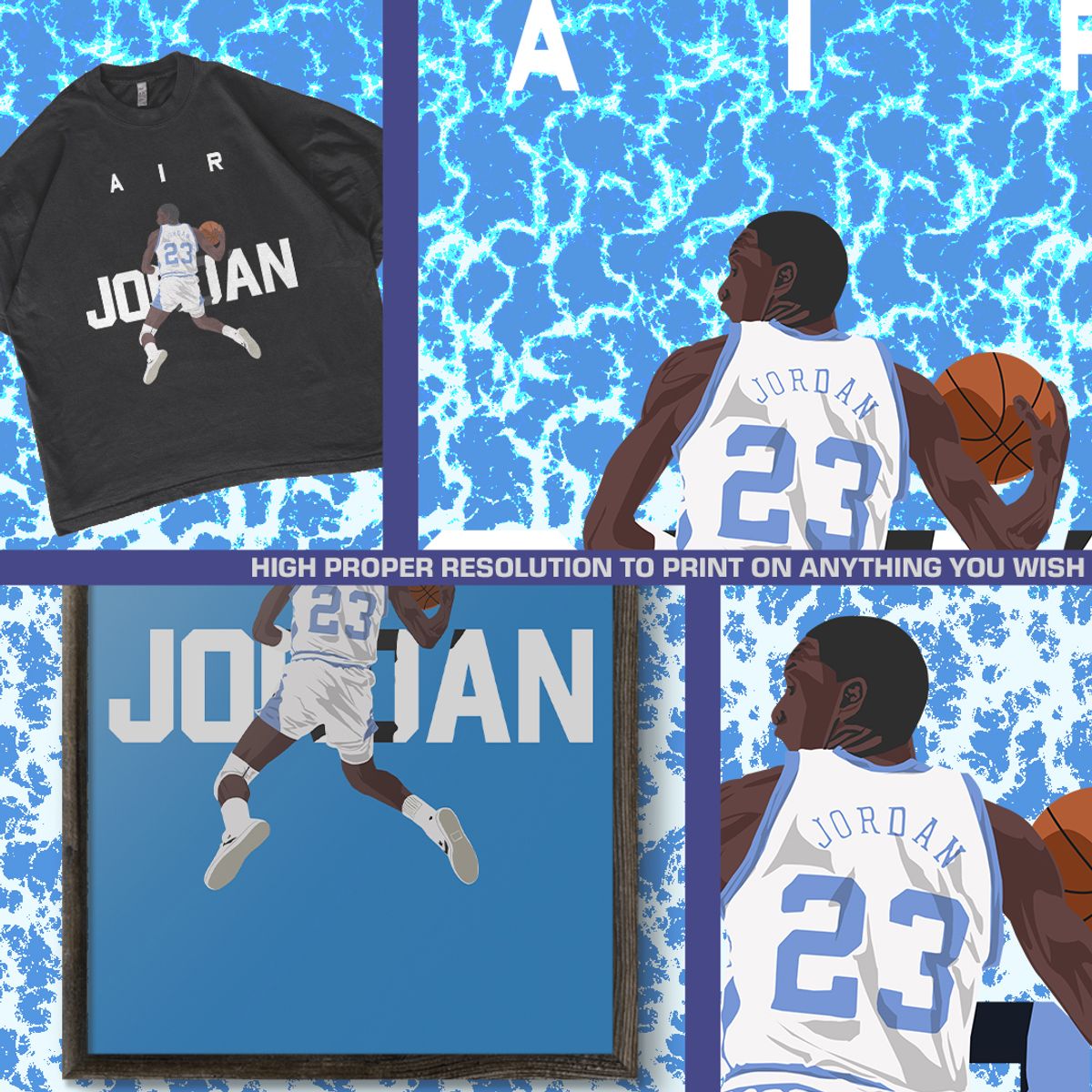 MJ Vector Art, Jordan UNC Retro Design, PNG Digital Download ...