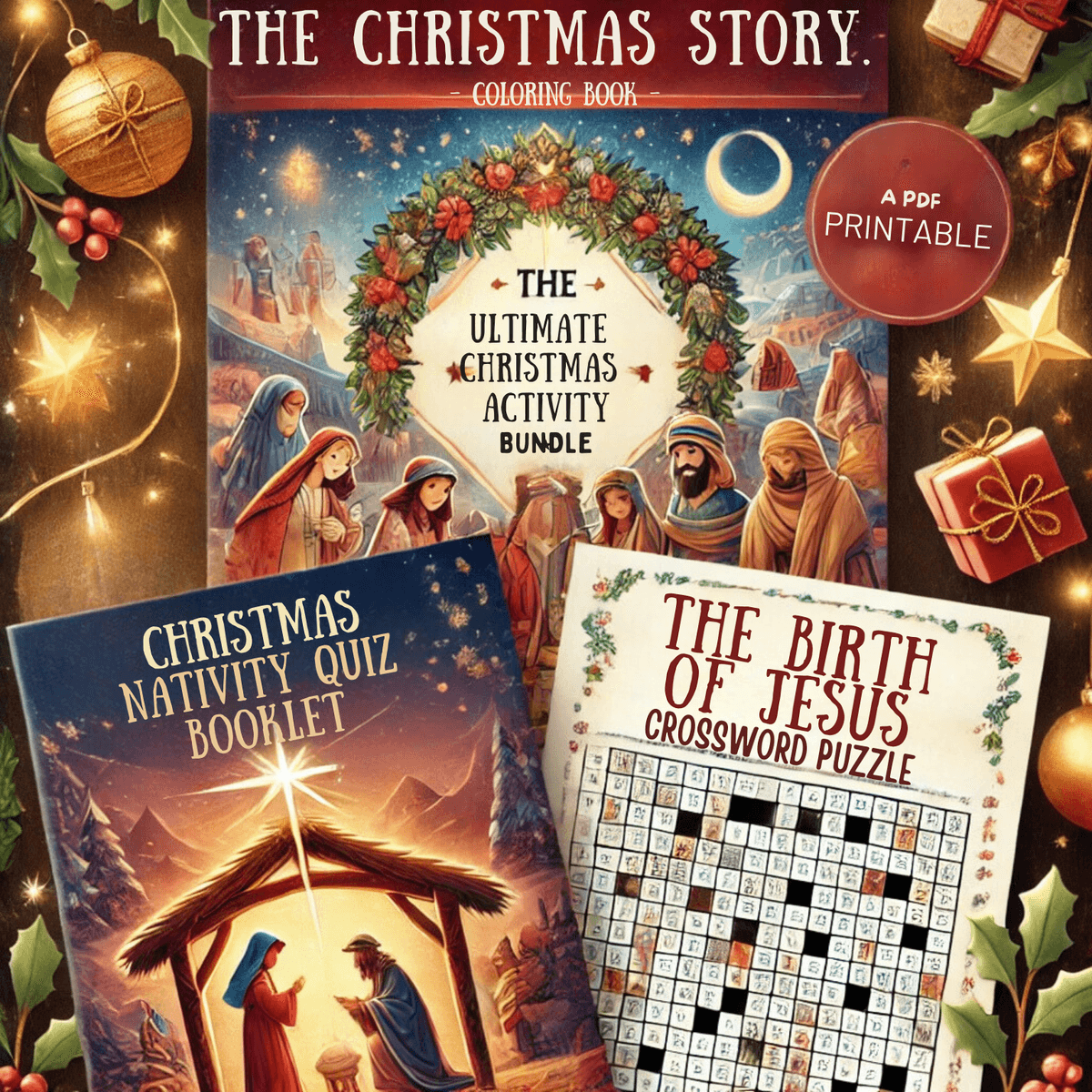 The Ultimate Christmas Activity Bundle: Coloring Book, Nativity Puzzle ...
