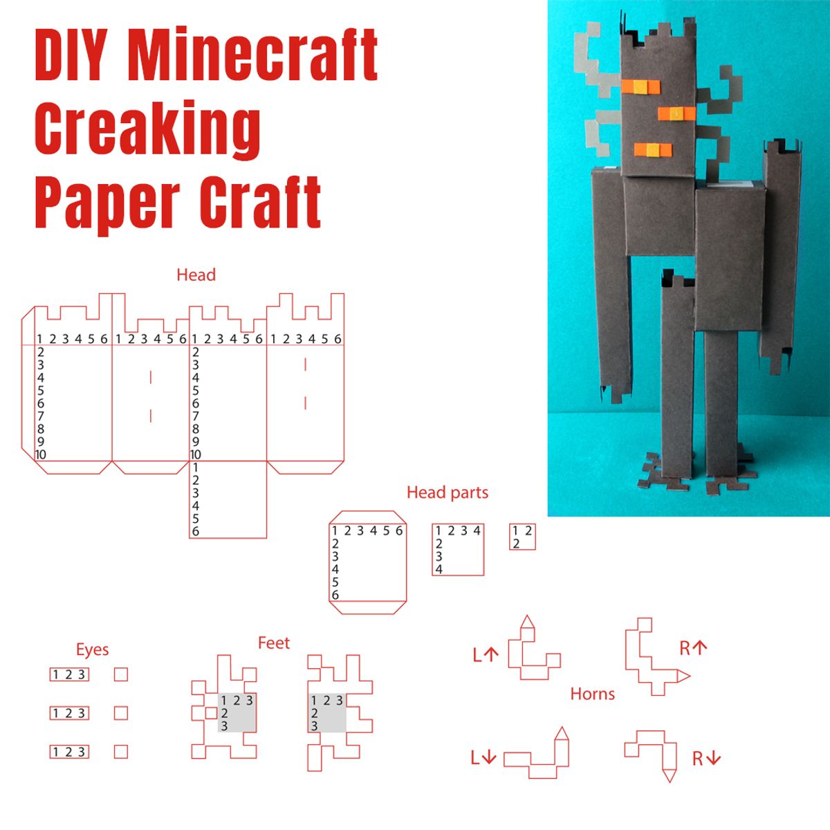 DIY Minecraft Creaking Paper Craft Template - Buymeacoffee