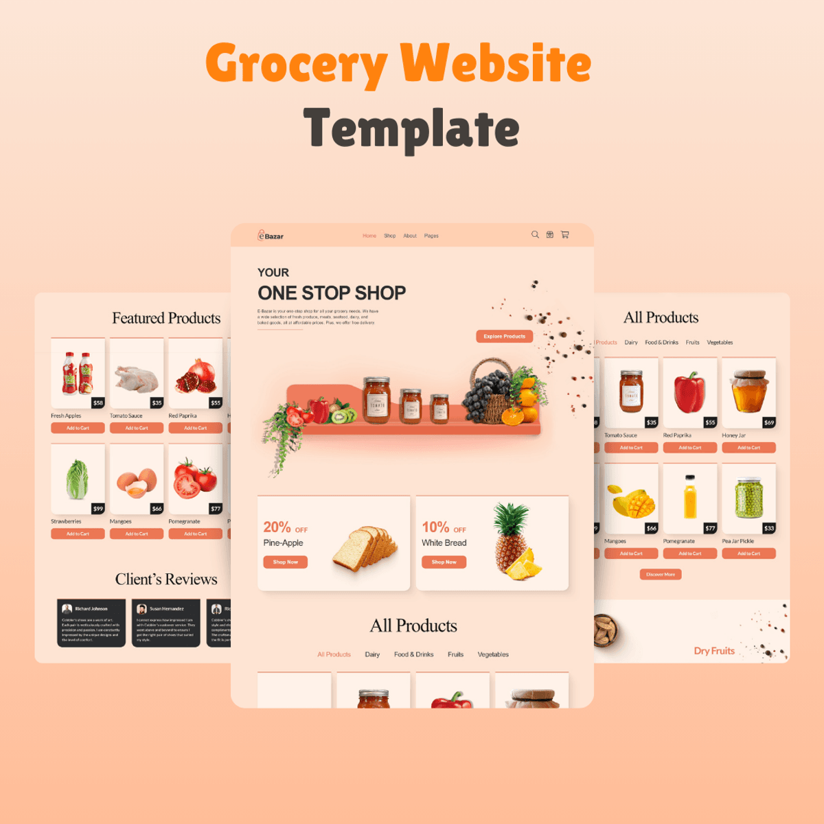 Grocery Shop Website Template Fully Responsive - Buymeacoffee