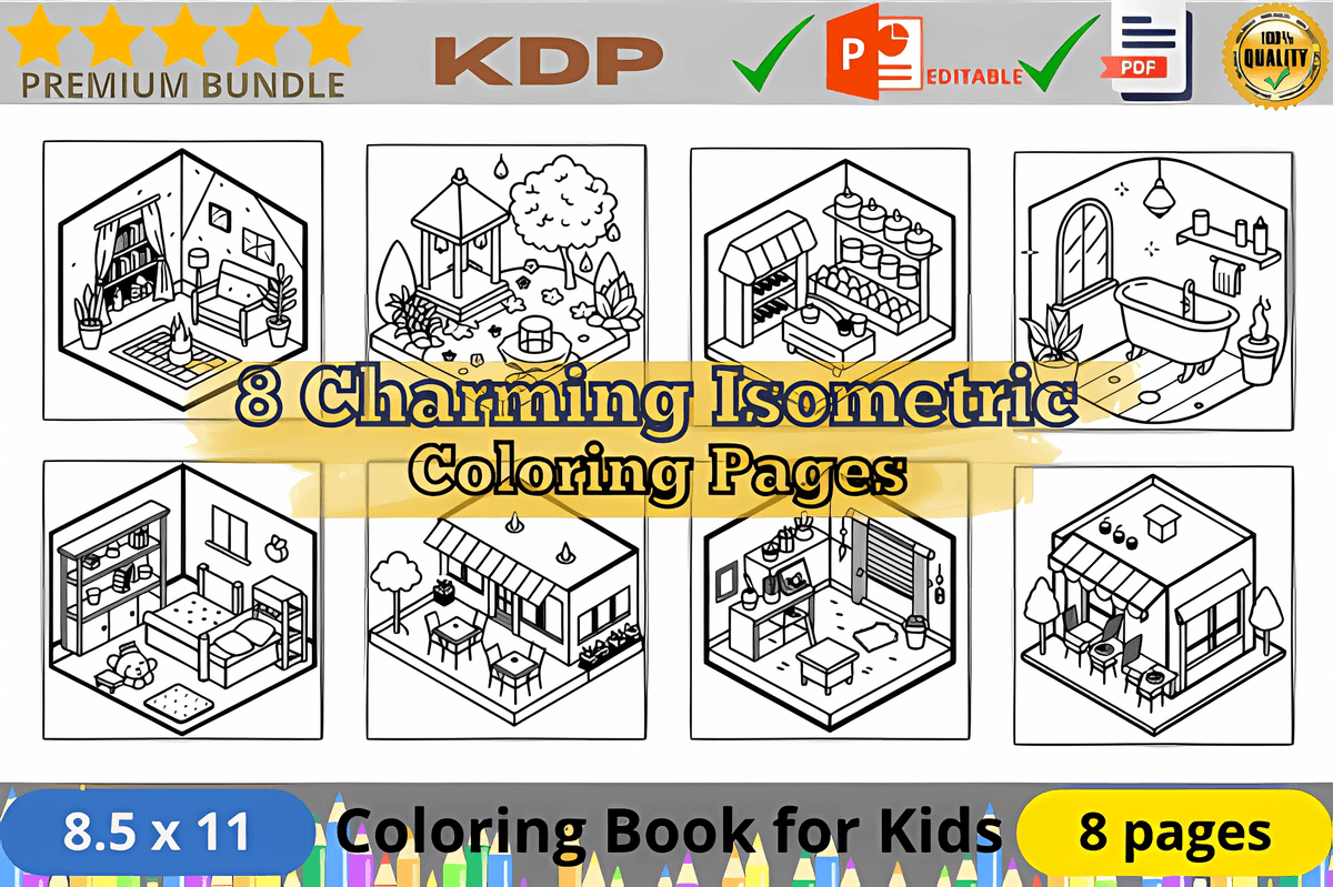 8 Charming Isometric Coloring Pages - Buymeacoffee