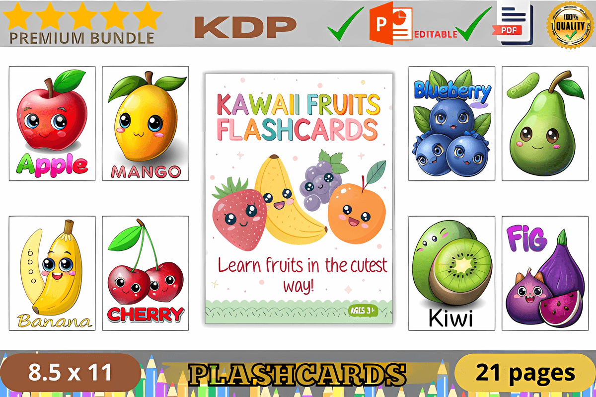 Kawaii Fruits Flashcards - Buymeacoffee