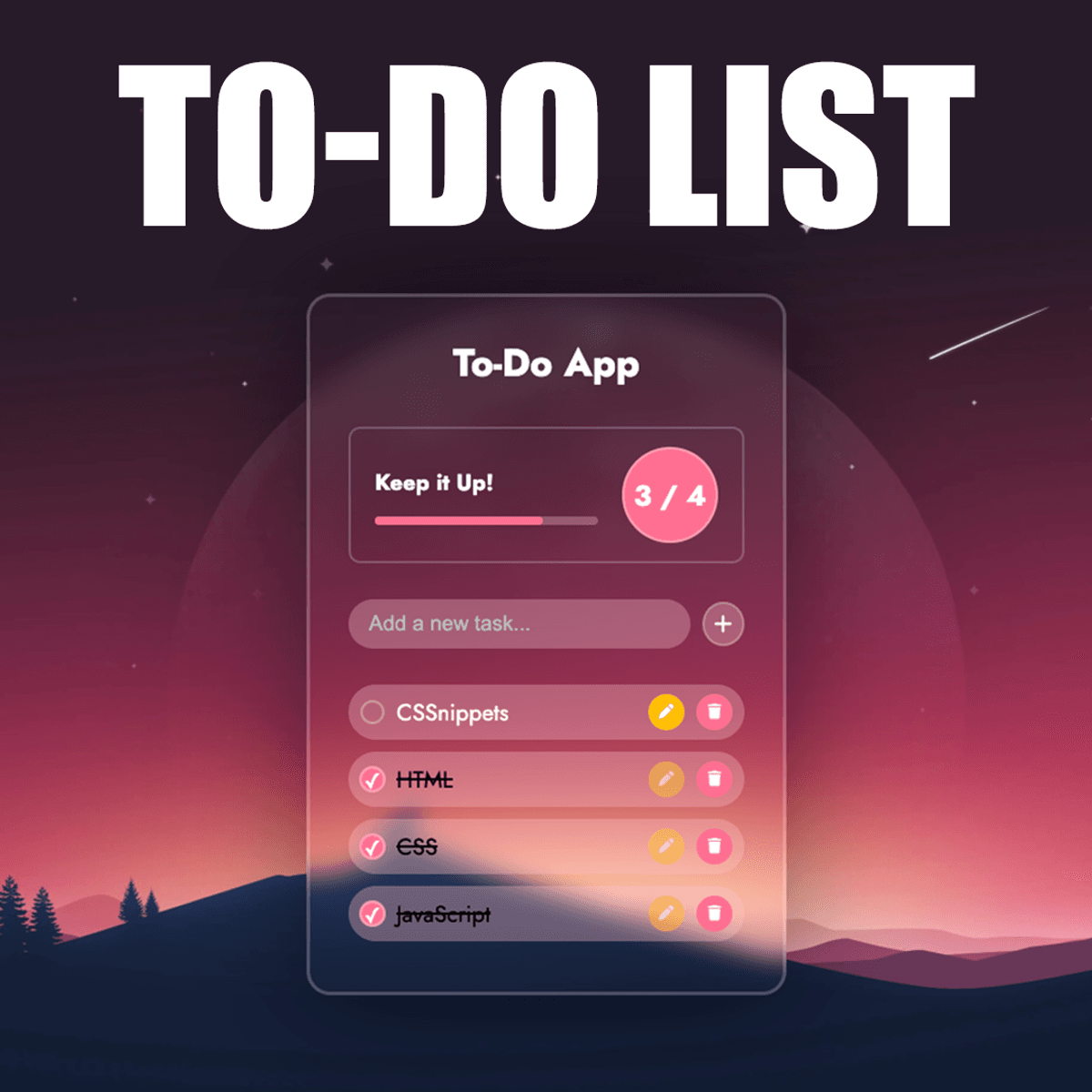 Glassmorphism To-Do List App [Responsive] - Buymeacoffee