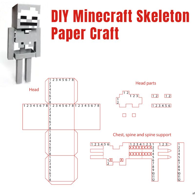 Minecraft Skeleton Papercraft Minecraft Paper Craft Png Images