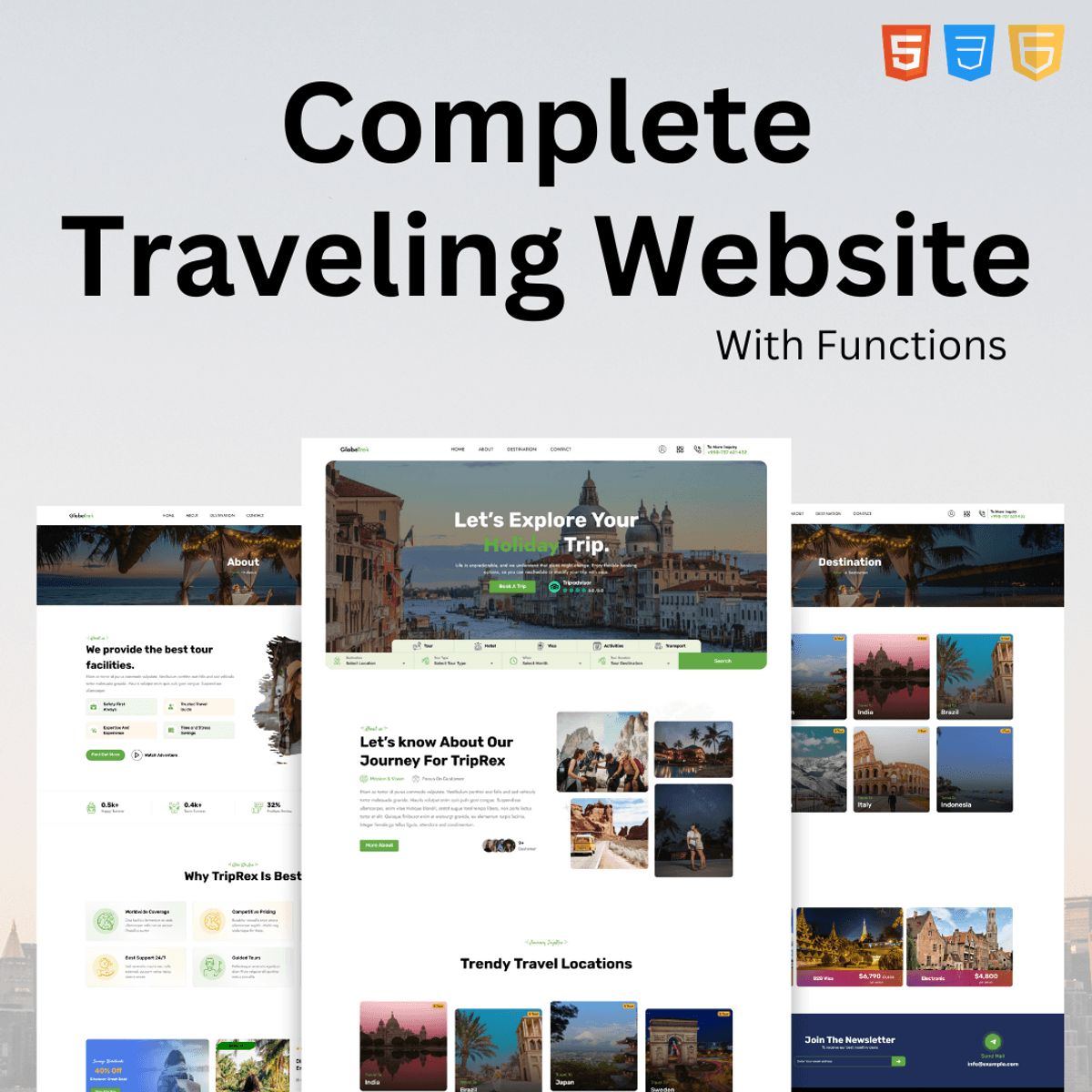 Modern Travel Website Template | HTML, CSS & JS Full Project — K2infocom - Buymeacoffee