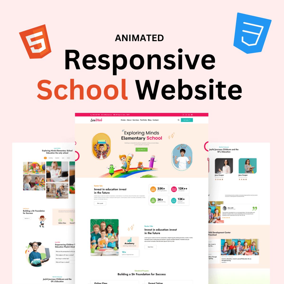 Educational Website Template 2025 | Responsive Design with HTML, CSS & JS — K2infocom - Buymeacoffee