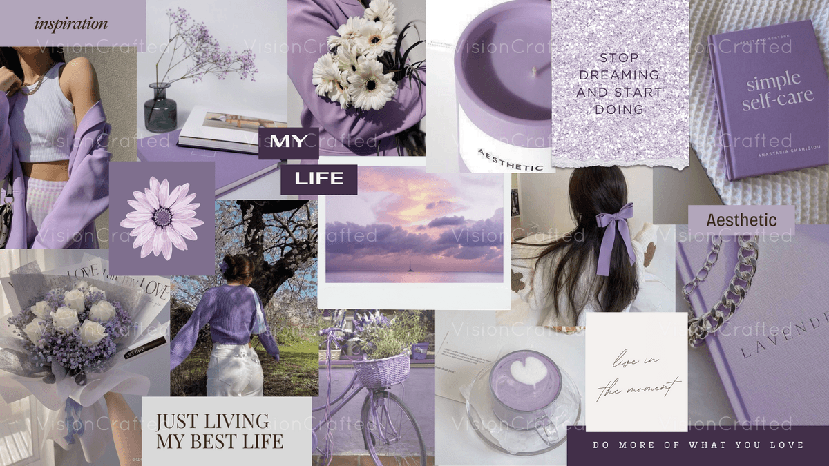 Lavender Girl Aesthetic Vision Board with Multiple Labels - Buymeacoffee