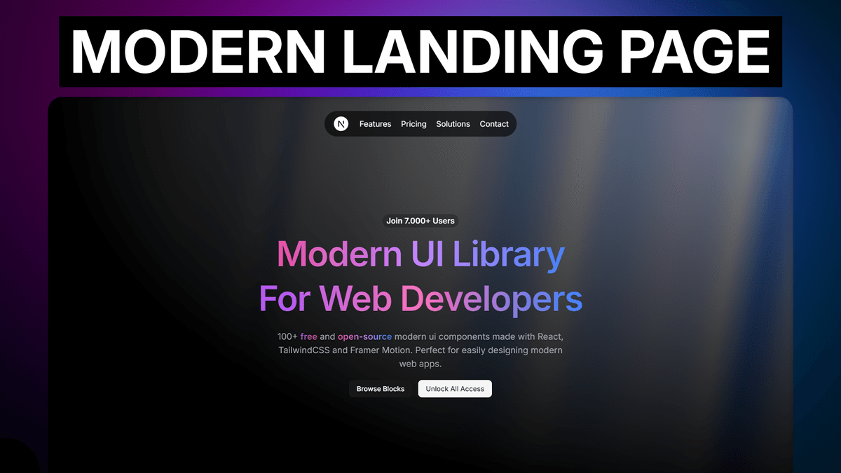 Modern Landing Page with Animated Aurora Background using Nextjs, TailwindCSS, AceternityUI ...