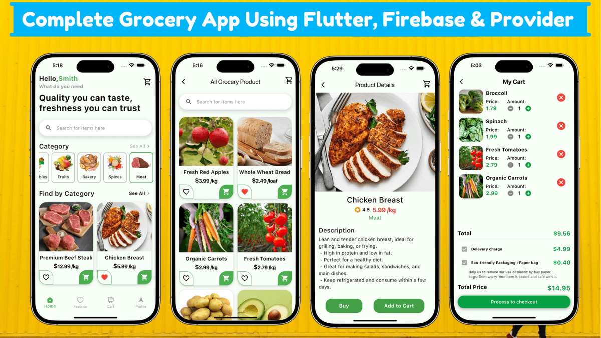 Complete Grocery App with Flutter, Firebase & Provider - Buymeacoffee