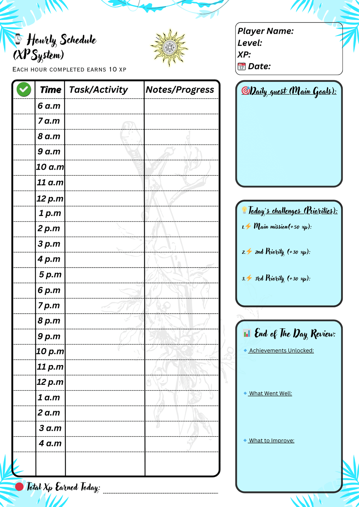 Gamified Daily Planner EXP based(Free) - Buymeacoffee