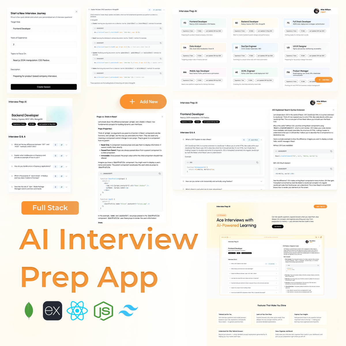 Full Stack AI-Powered Interview Prep App using MERN (MongoDB, Express.js, React.js, Node.js ...