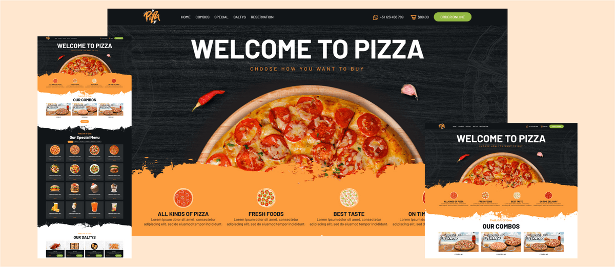Pizza Shop Website Design - Buymeacoffee