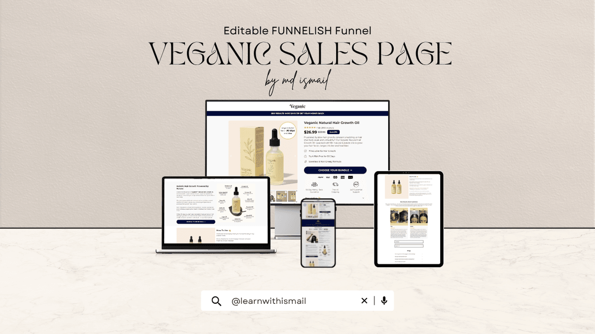 Veganic Sales Pages Funnelish Templates 👉 Easily Editable Funnelish ...