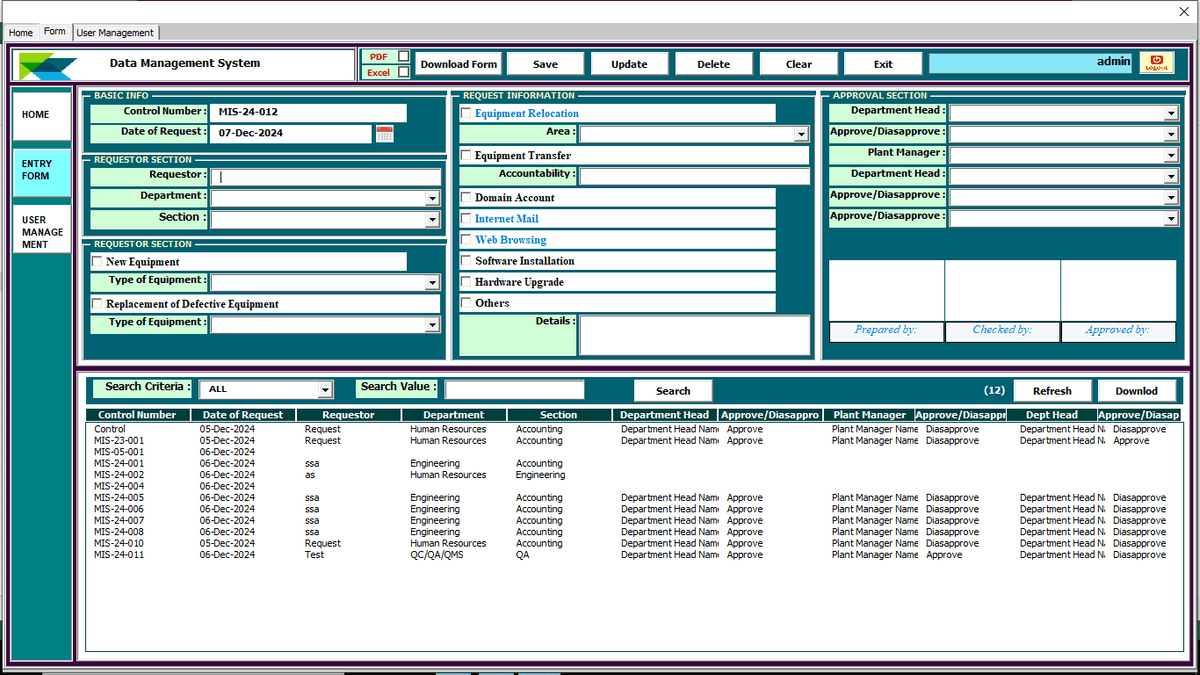 Excel VBA Multi-User Data Entry System with Admin Controls - Buymeacoffee