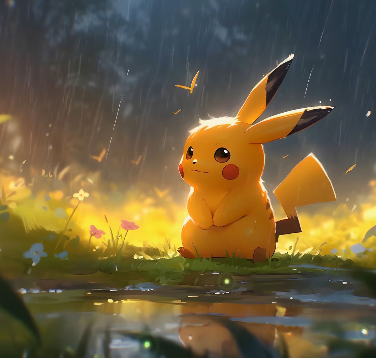 Pikachu in the Rain | 4K Live Wallpaper - Buymeacoffee