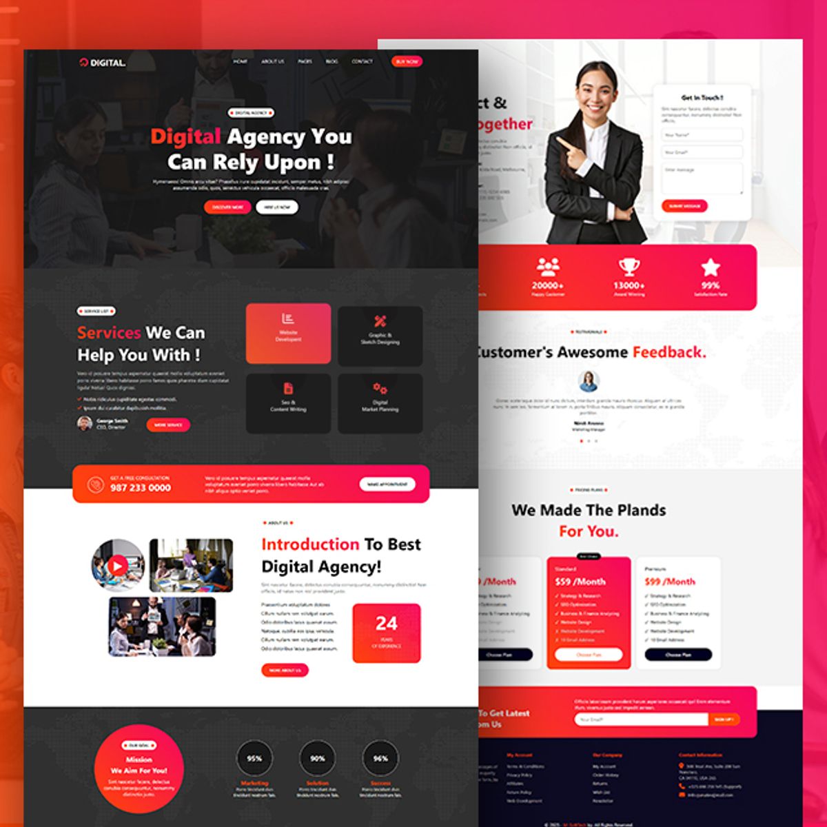 🚀 Build A Digital Marketing Agency Website Using HTML, CSS, And JavaScript | Complete Responsive ...