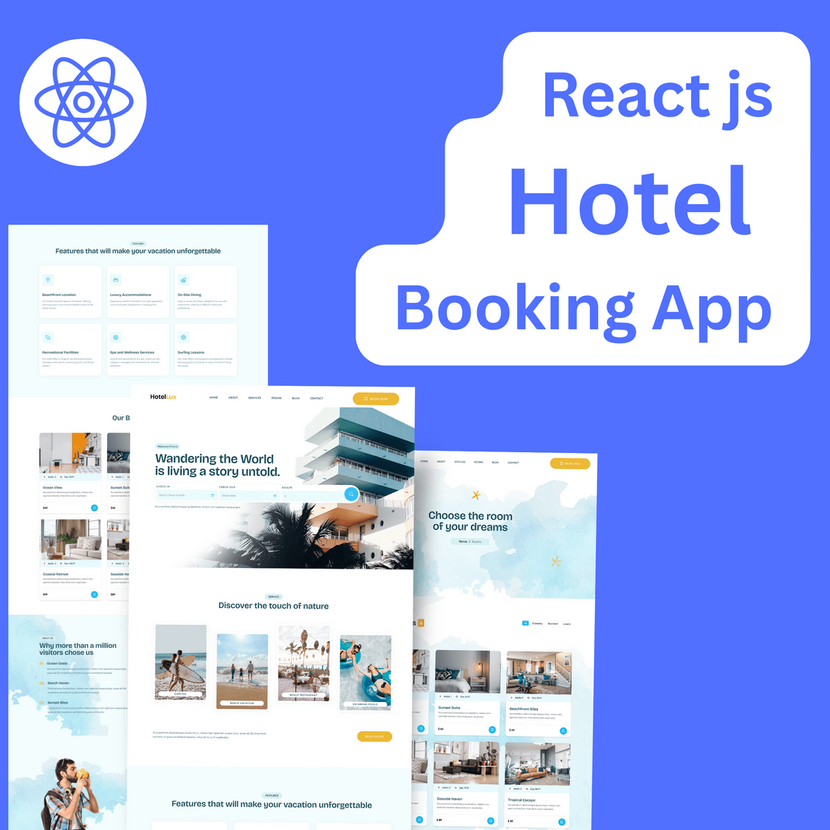 🏨 Responsive Hotel Booking App in React JS (With Dynamic Data & Functional UI) - Buymeacoffee