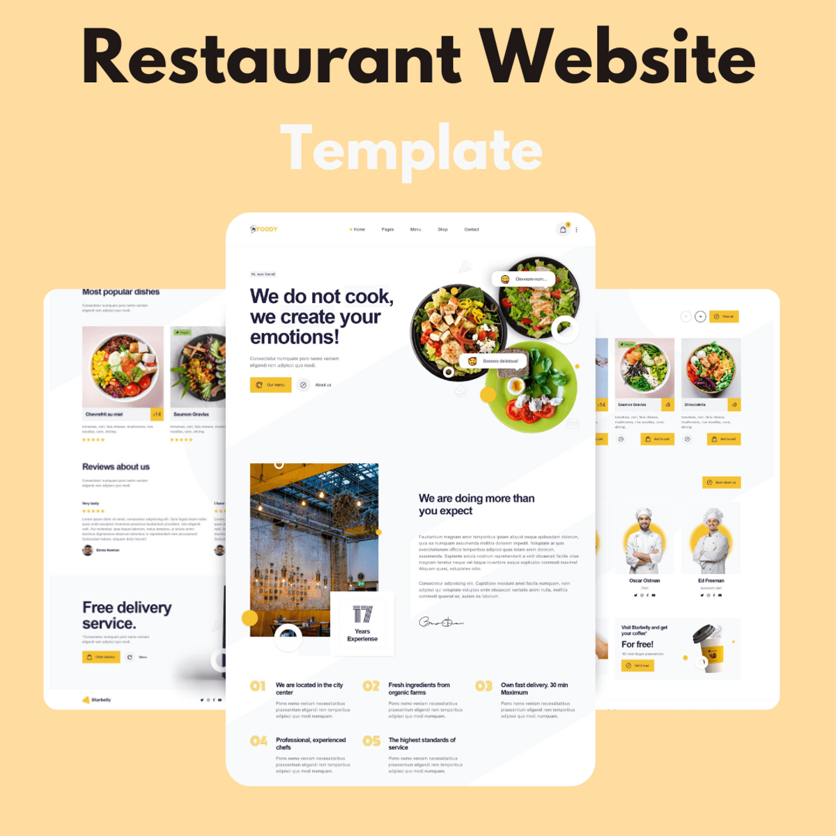Modern Responsive Restaurant Website Template ( 15 + Pages ) - Buymeacoffee