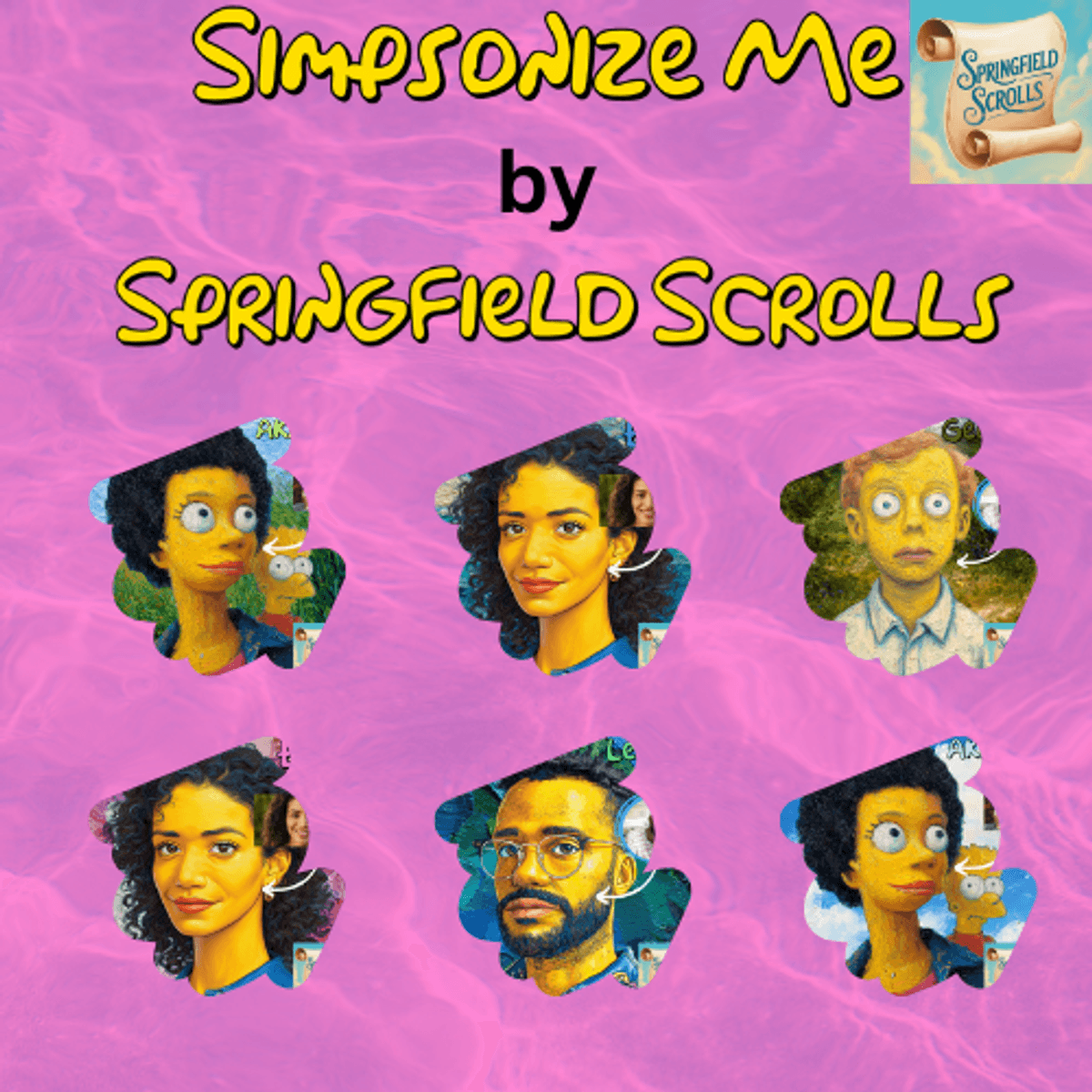 🎨 Springfield Scrolls: Simpsonized Portraits (with Name & Background ...