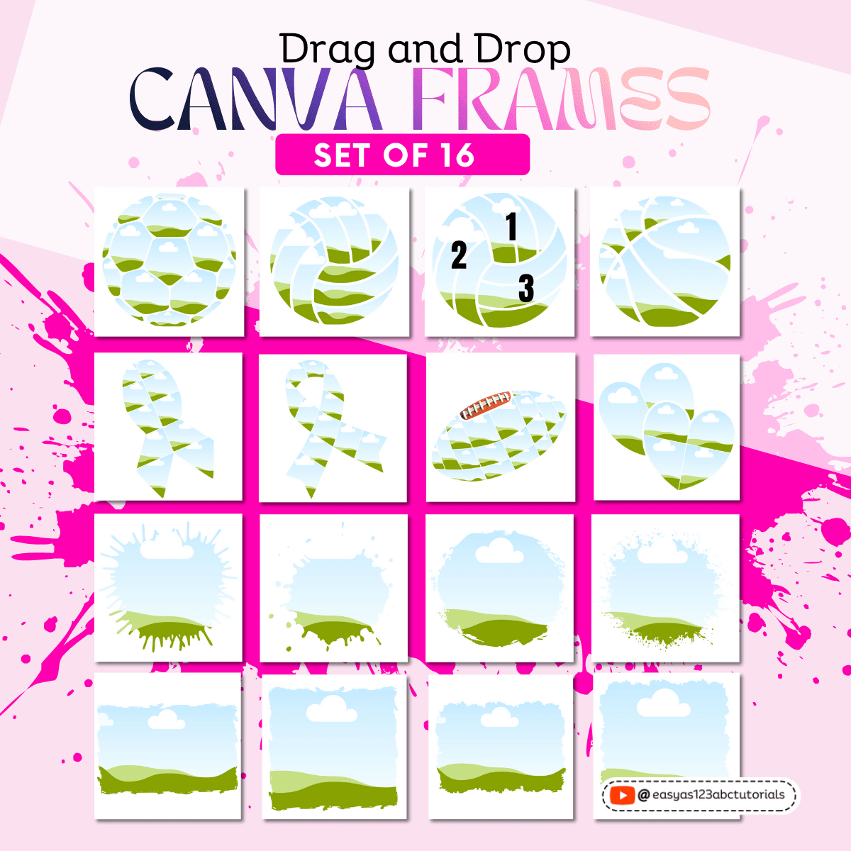 Canva Drag and Drop Frames + Photo Collage Pack 1 - Buymeacoffee