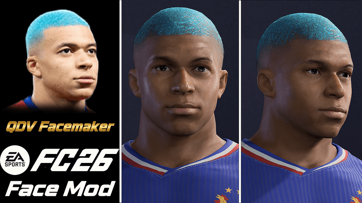 [CLASSIC] Kylian Mbappé (2020 - Blue Hair) Face Mod - [FC 26/25/24 ...