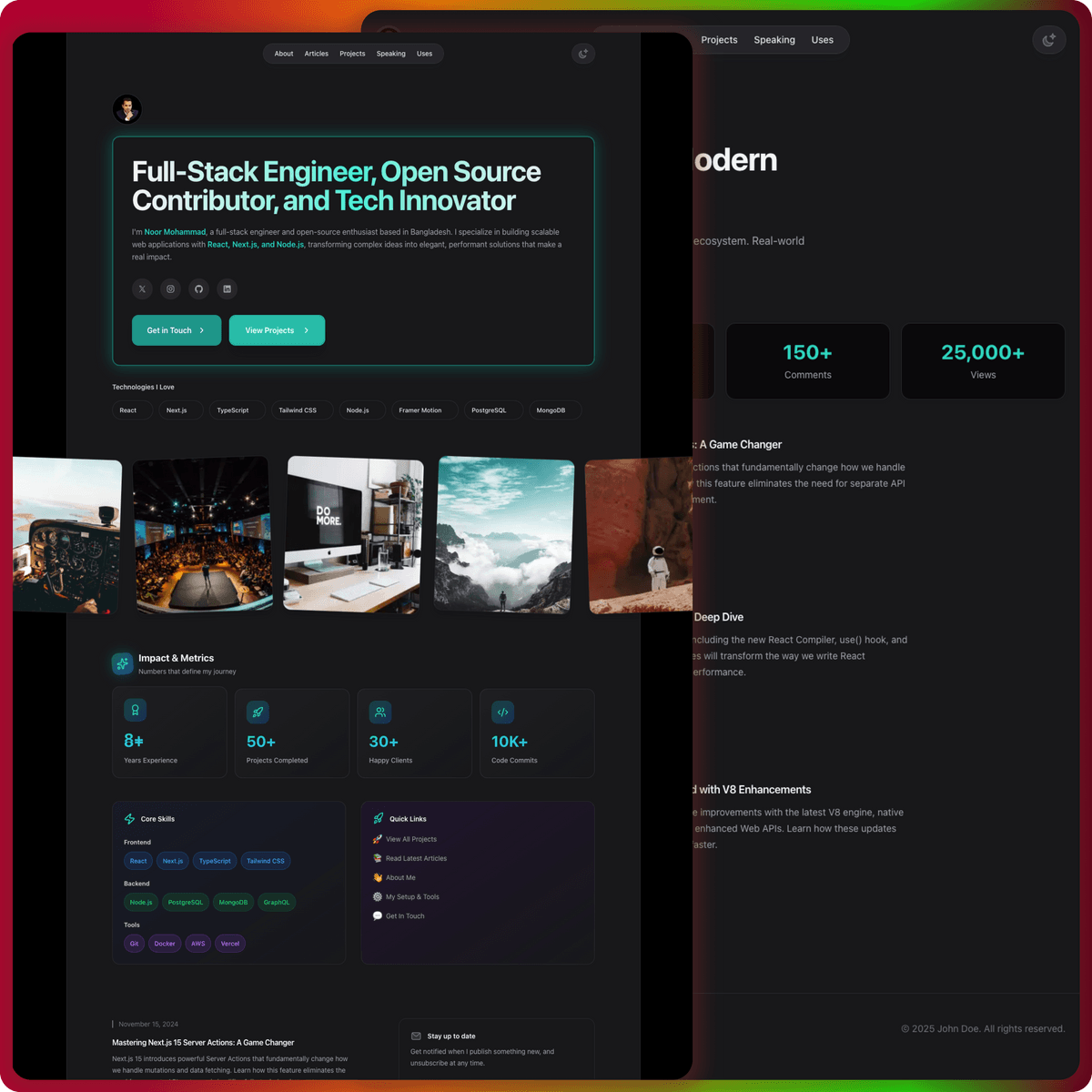 Modern Animated Portfolio Template - Next.js 16, TypeScript & Tailwind ...