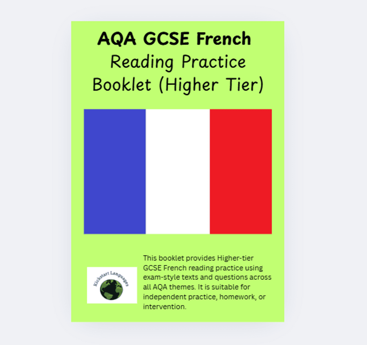 AQA GCSE French - Reading Practice Booklet - Buymeacoffee
