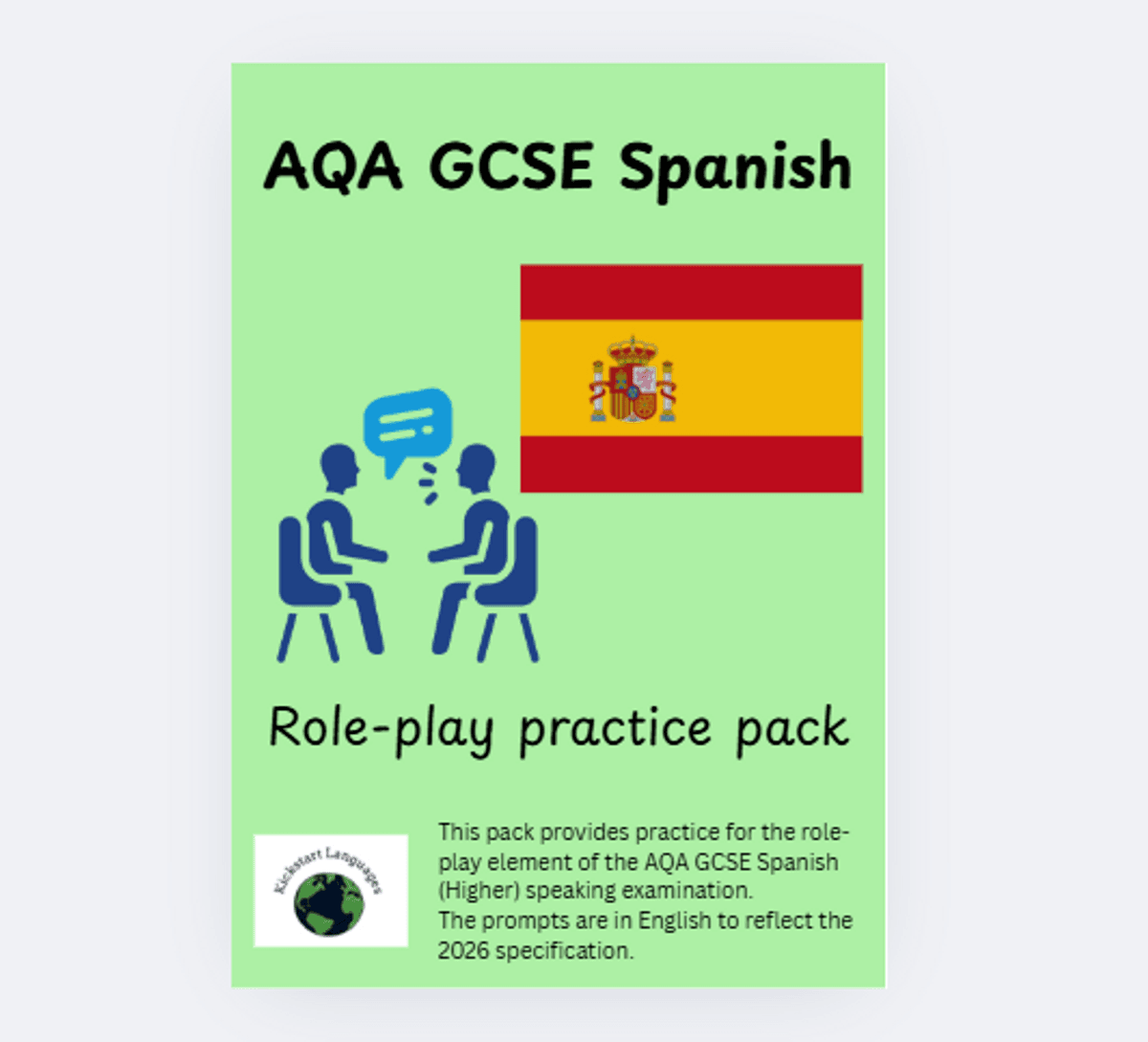 AQA GCSE Spanish - Role-play Practice Pack - Buymeacoffee